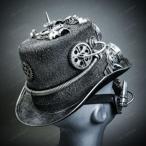 ILOVEMASKS | Accessories | Silver Steampunk Lightning Goggle Top Hat W ...